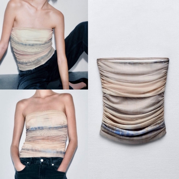 Zara | Tops | Zara Medium Ruched Tube Top | Poshmark